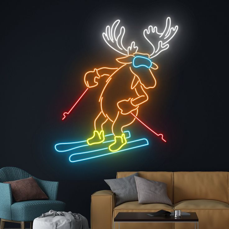 Skiing Deer LED Neon Sign Light Neon – Neu Neon